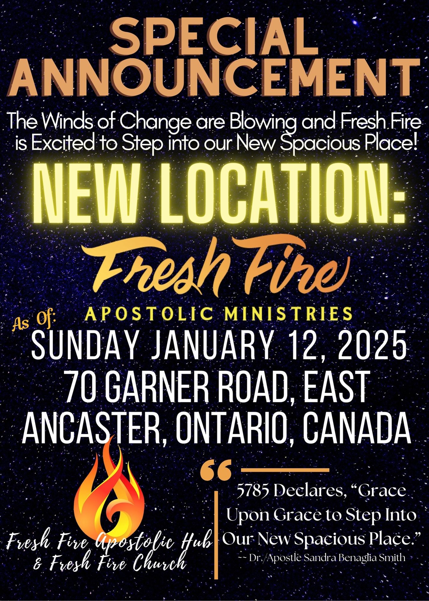FRESH FIRE APOSTOLIC MINISTRIES IS MOVING AS OF SUNDAY, JANUARY 12 ...